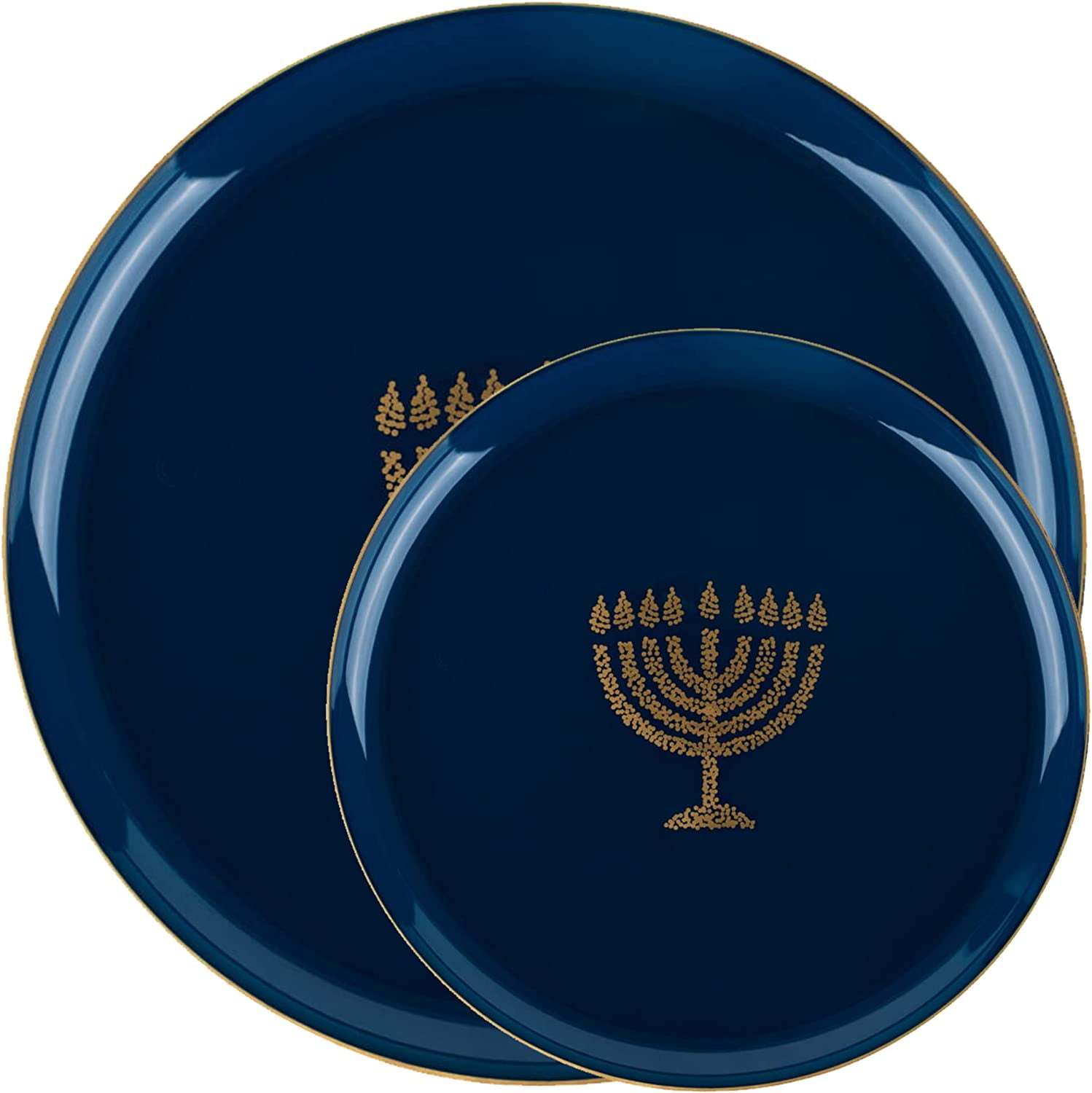 EcoQuality 6.3" & 10" Combo Set, Heavy Duty Hanukkah Plates, Blue Gold ...