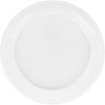 EcoQuality 9" inch Round Hammered Translucent White Plastic Dinner ...