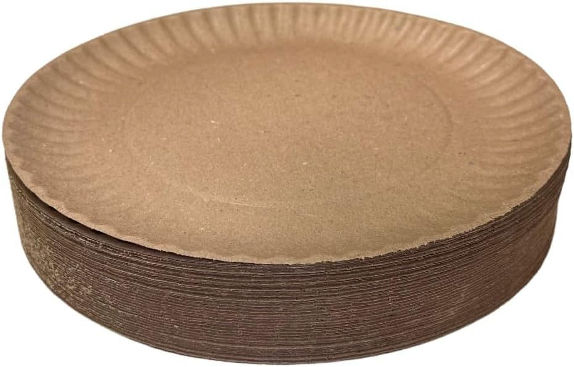 EcoQuality Disposable Kraft 6-Inch Paper Plates Uncoated Large ...
