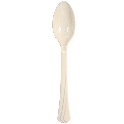 EcoQuality Disposable Plastic Ivory Teaspoon - Great for Soups, Kitchen ...