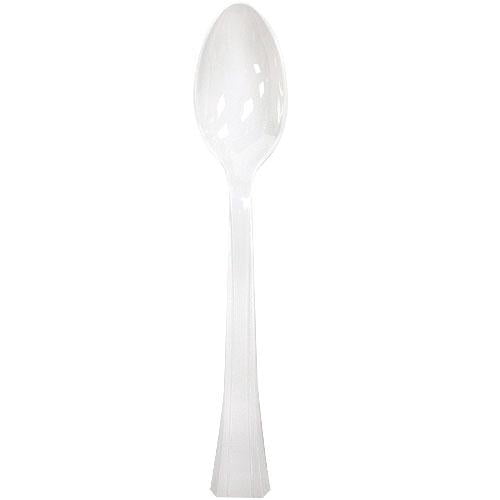 EcoQuality Disposable Plastic Pearl White Teaspoon - Great for Soups ...
