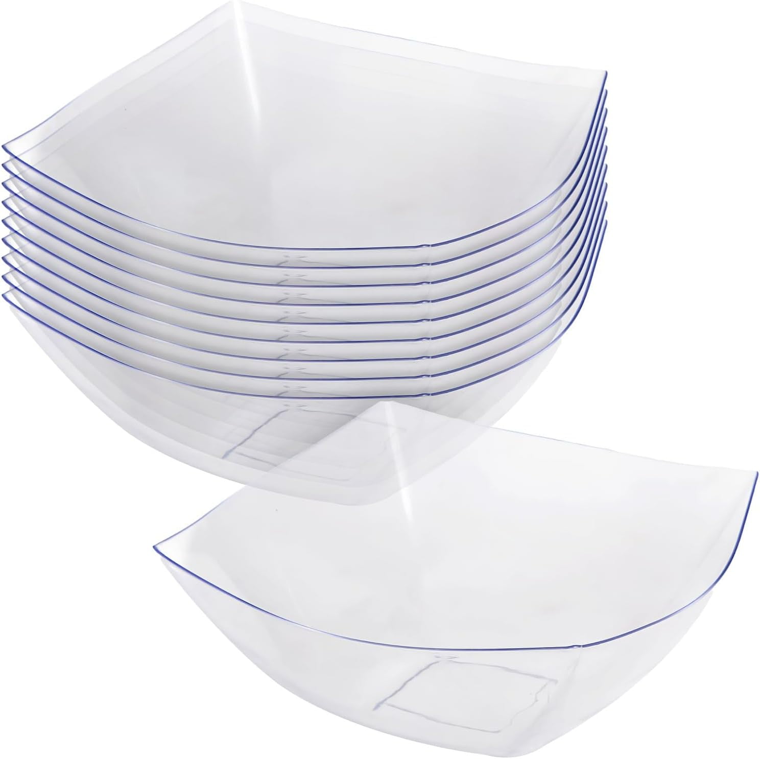 EcoQuality Fluted Square 10oz Clear Bowl – Disposable, Durable, and ...