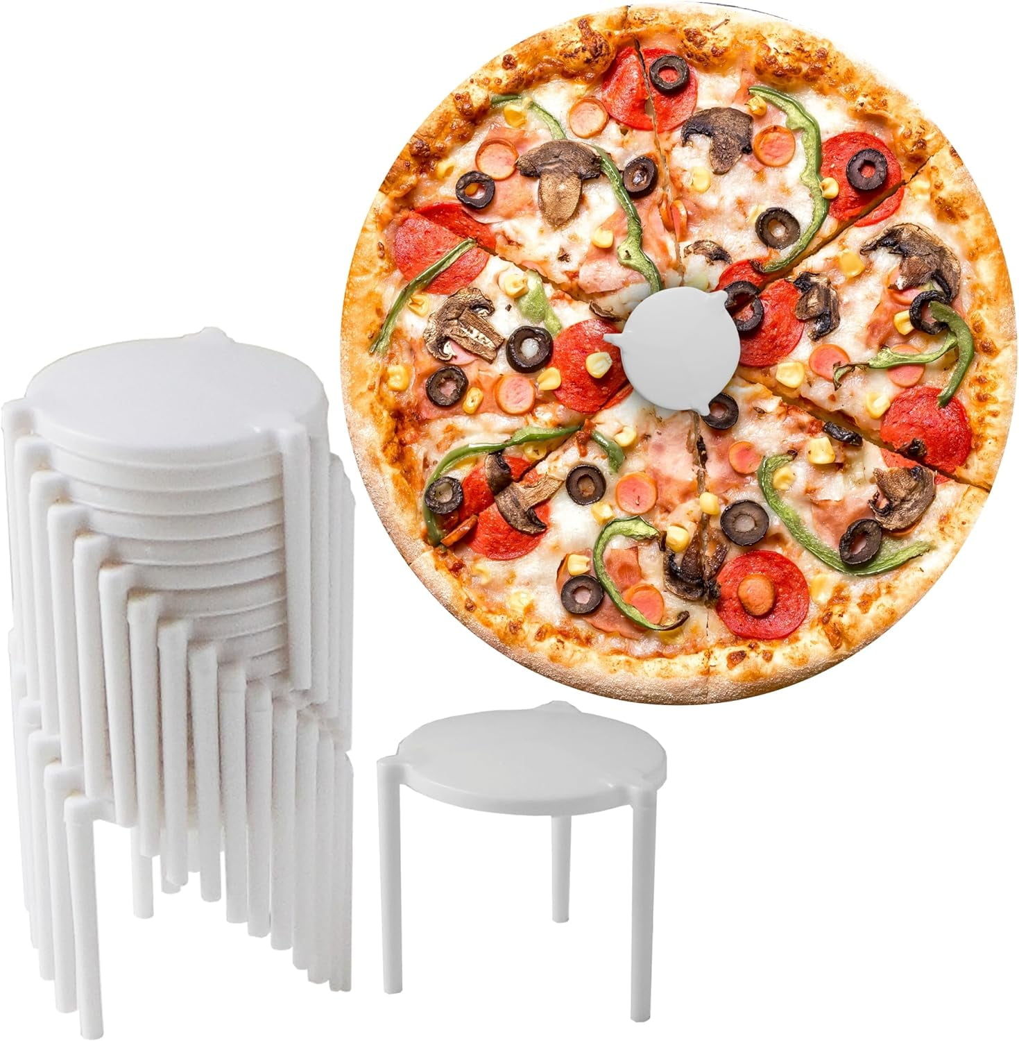 EcoQuality Pizza Saver Stand - White Plastic Tabletop Pizza Tripod ...