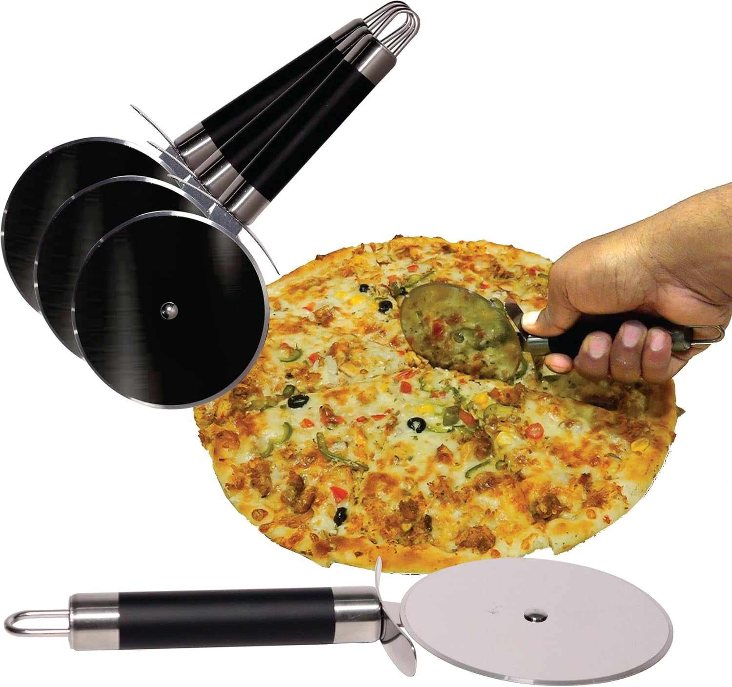 EcoQuality Stainless Steel Pizza Cutter Wheel with Sharp Blade for ...