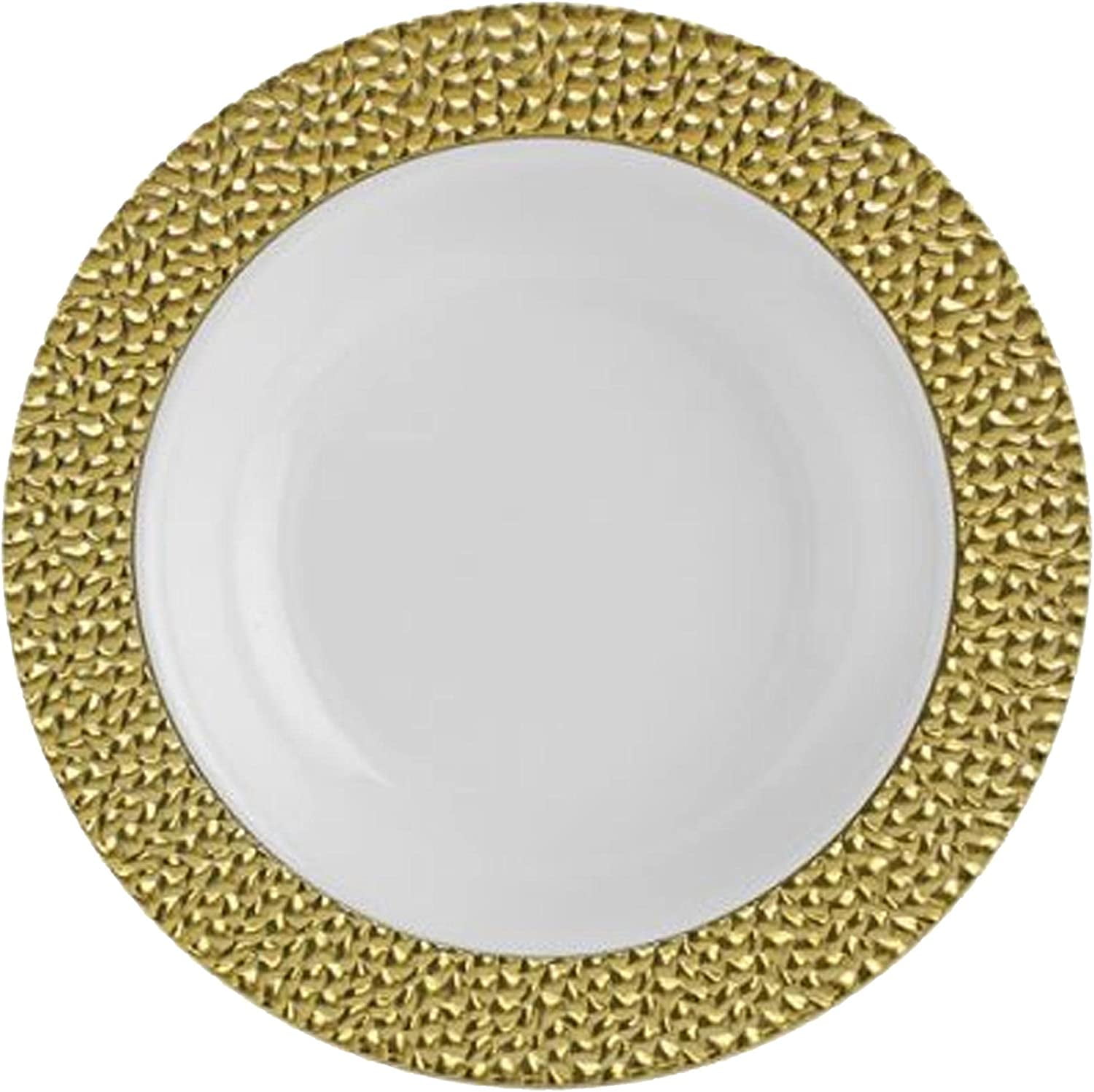 EcoQuality White Plastic Bowls with Gold Pebbled Rim - Disposable ...
