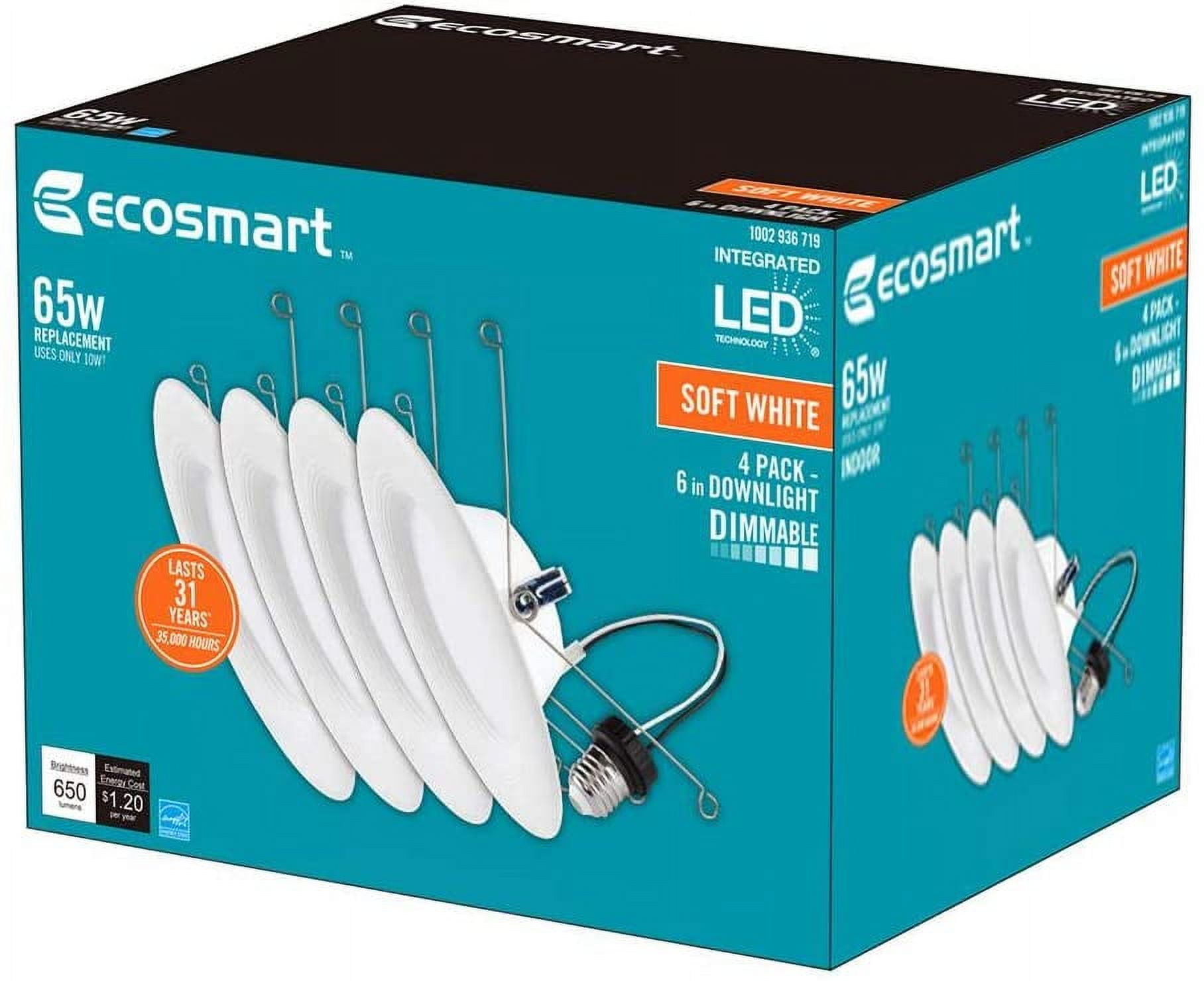 EcoSmart 6-inch Soft White Integrated LED Recessed Trim, 650 Lumens ...