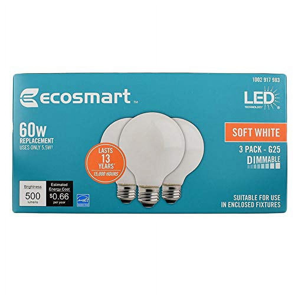 EcoSmart 60W Equivalent Soft White G25 LED Light Bulb Medium Base ...