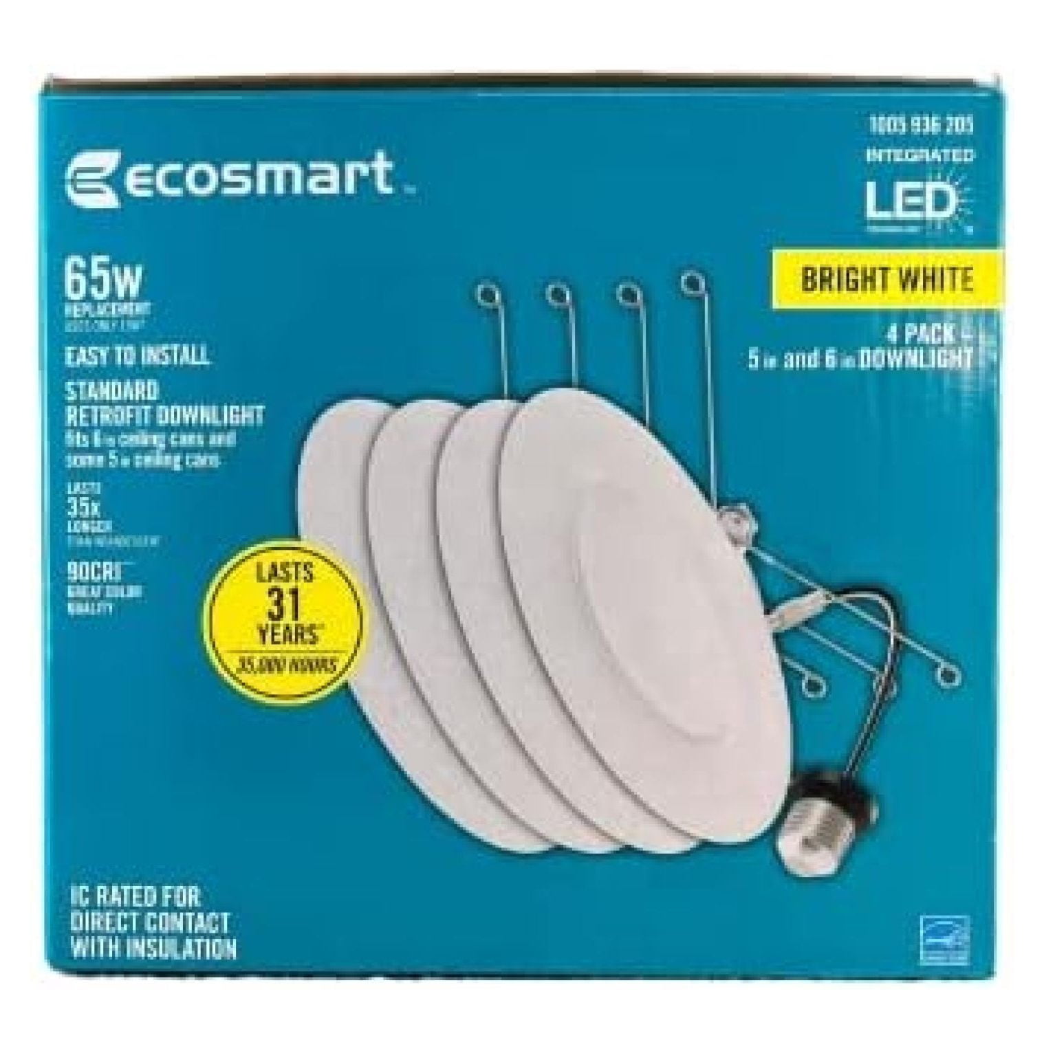 EcoSmart Retrofit 6 in. Matte- Bright White Integrated LED Recessed ...