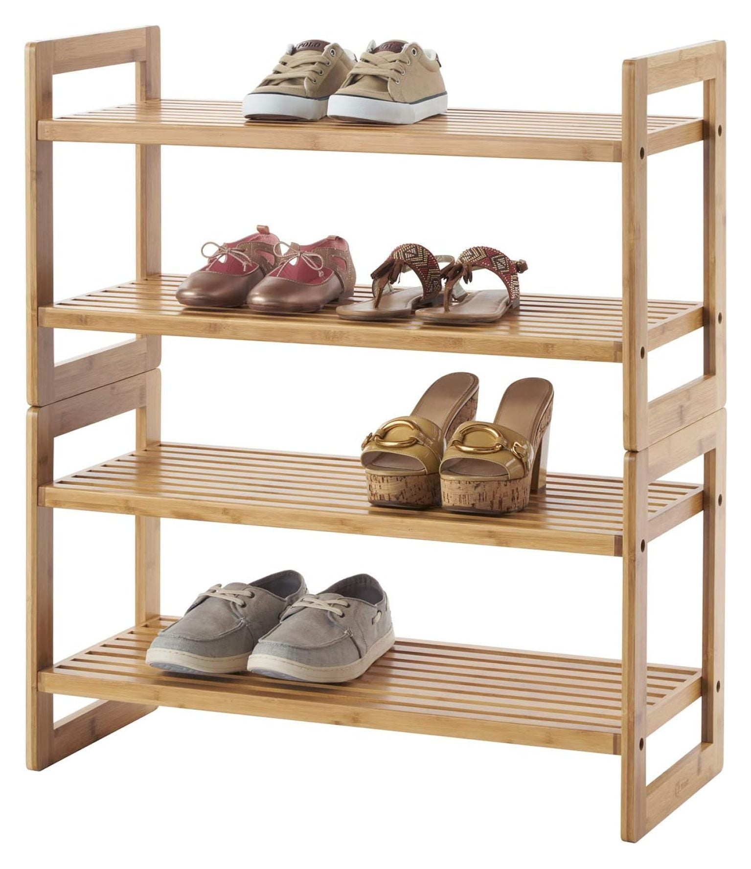 EcoStorage 2-Tier Bamboo Shoe Organizer, Shoe Rack for Closet or ...