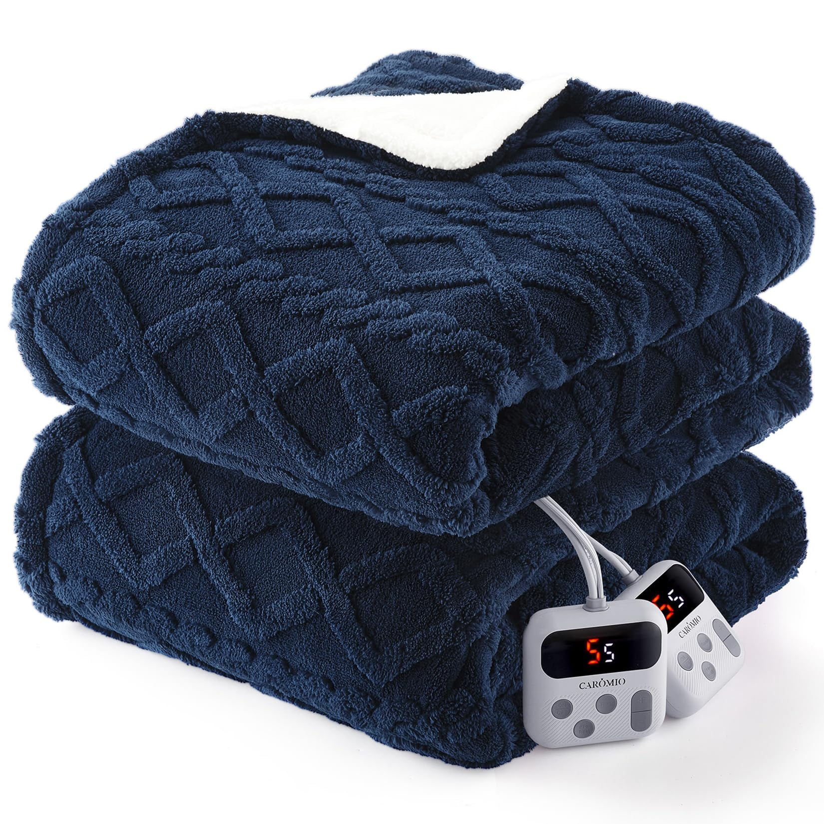 EcoSummer Electric Blanket King Size Dual Control - Thick Tufted Sherpa ...