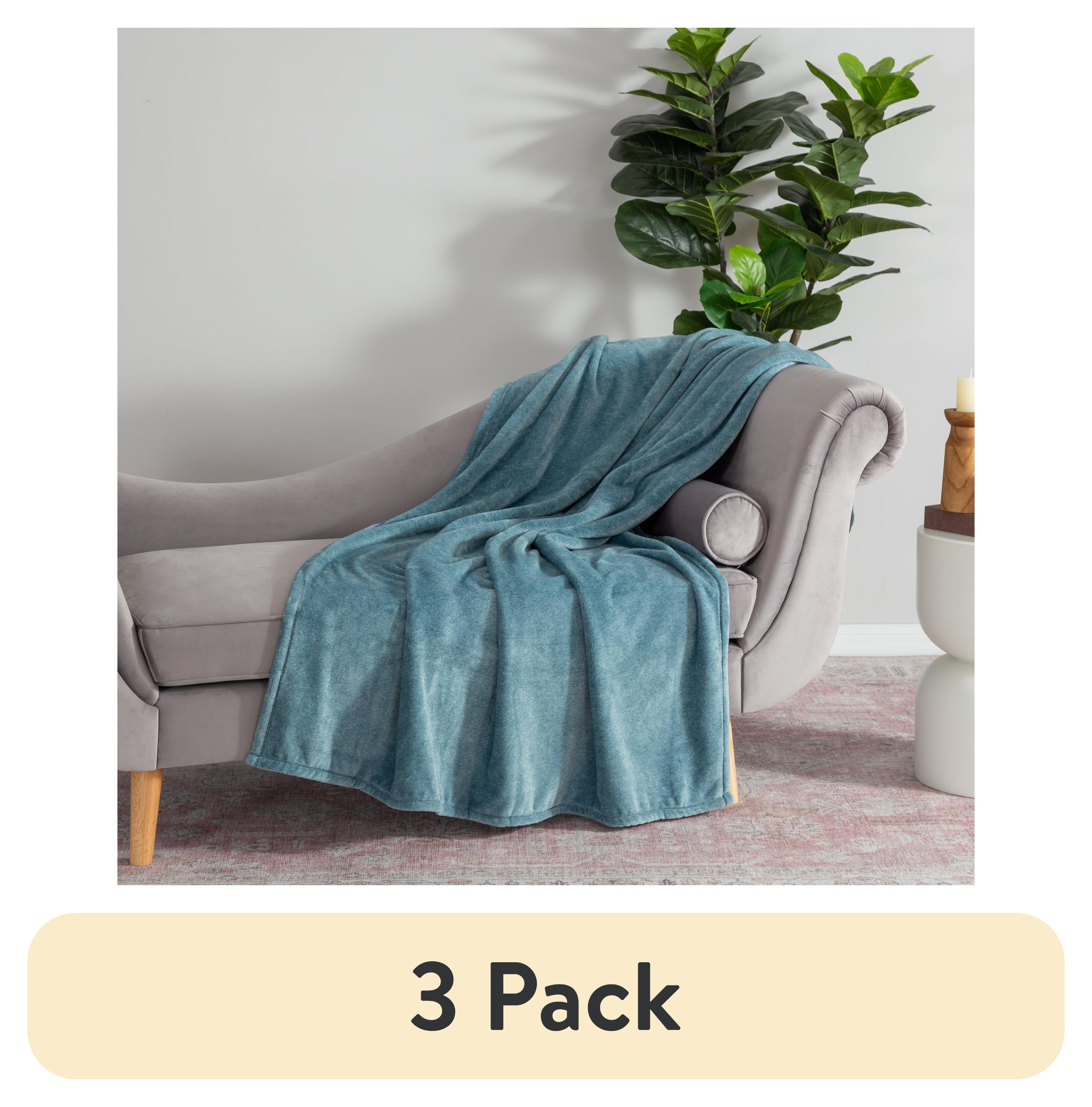 (3 pack) EcoThread™ Heather VelvetLoft® Adult Throw Blanket, 50” x 70 ...