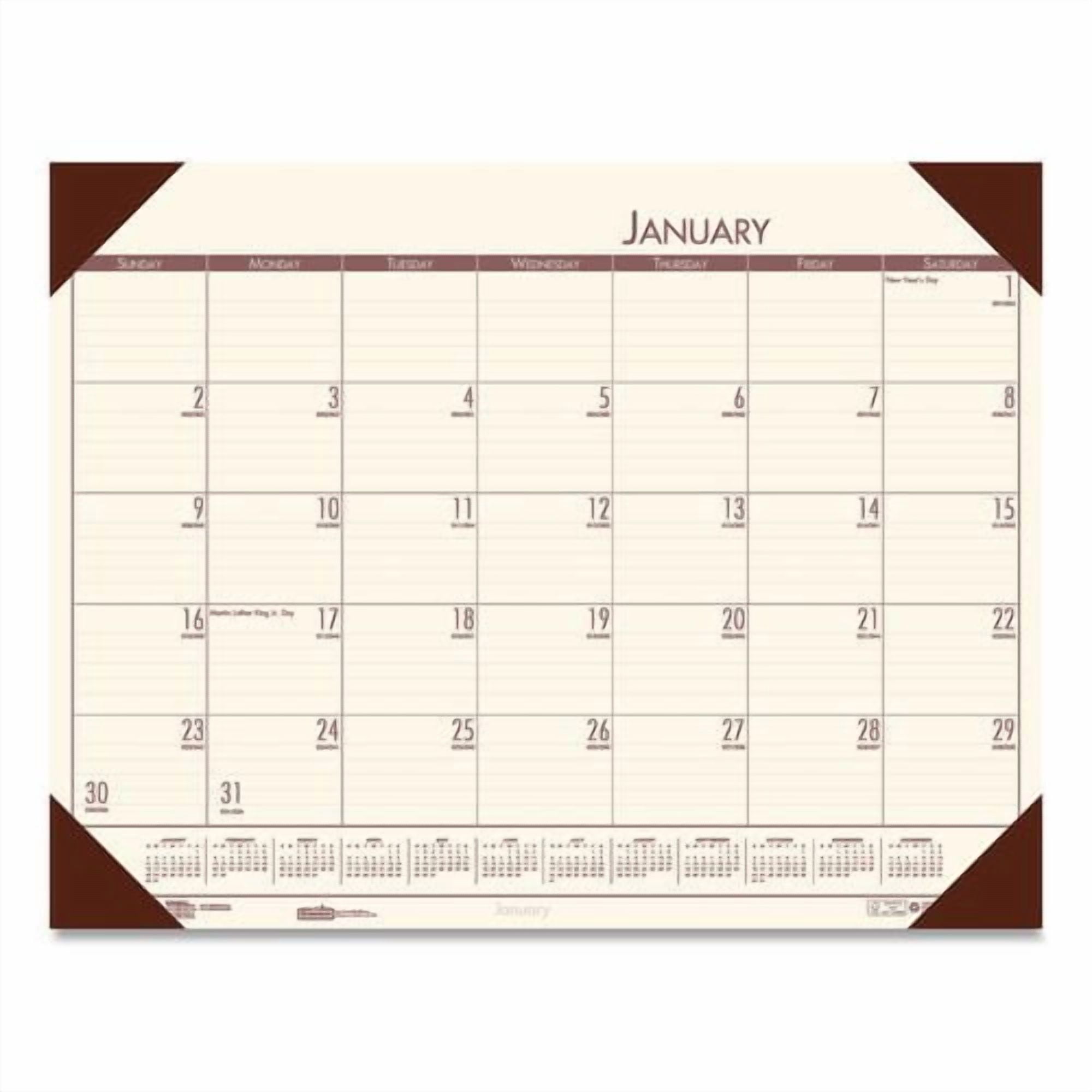 EcoTones Recycled Monthly Desk Pad Calendar, 22 x 17, Moonlight Cream ...