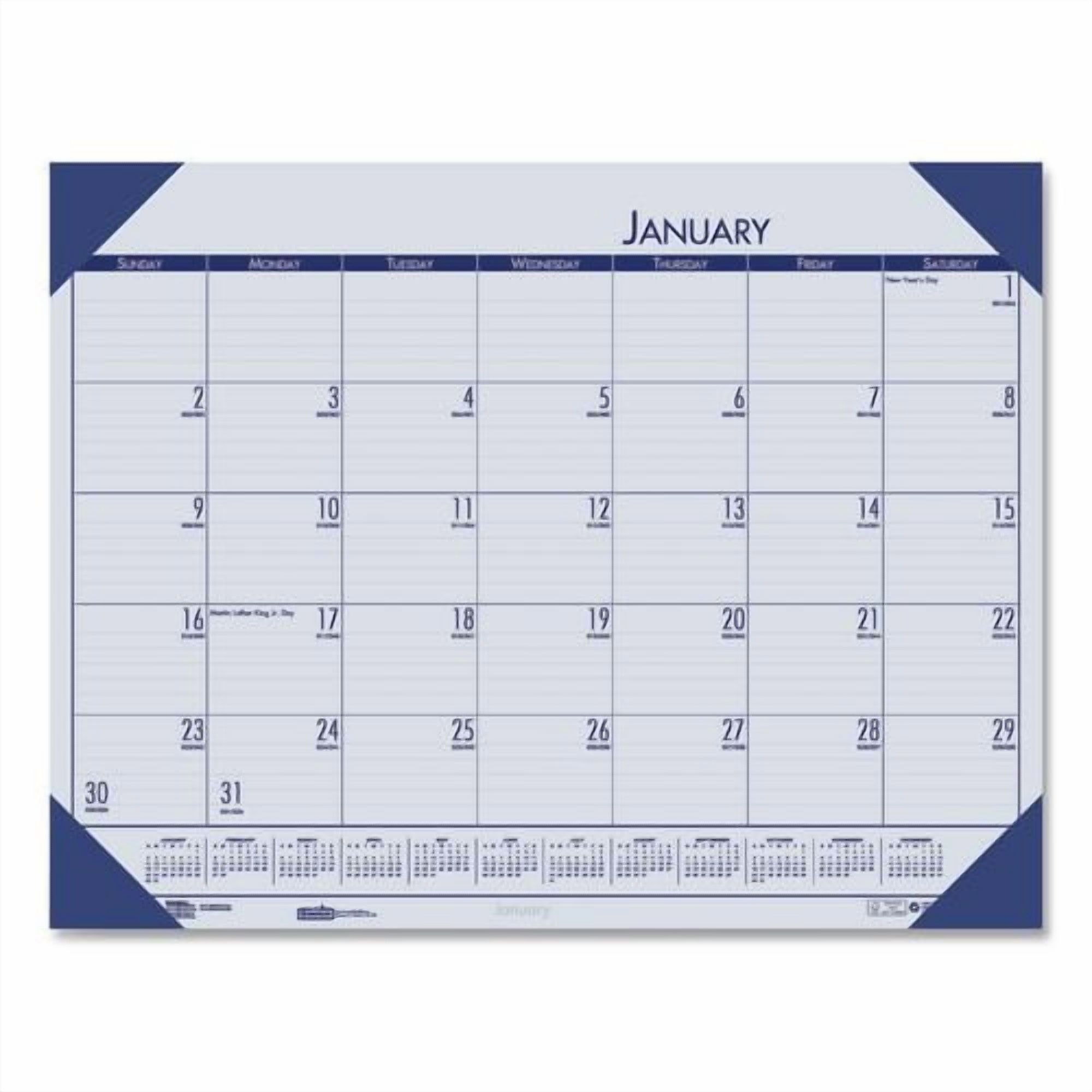 EcoTones Recycled Monthly Desk Pad Calendar, 22 x 17, Ocean Blue Sheets ...