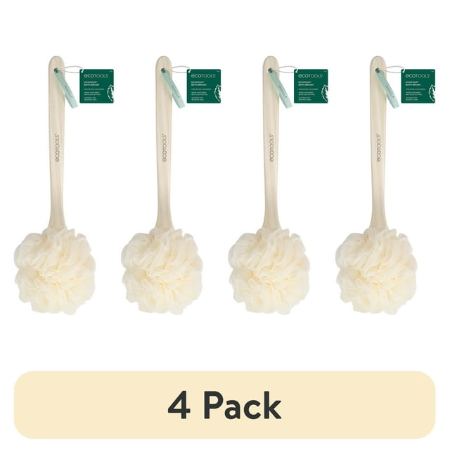 (4 pack) EcoTools EcoPouf Bath Brush, Loofah & Handle, Recycled Mesh ...