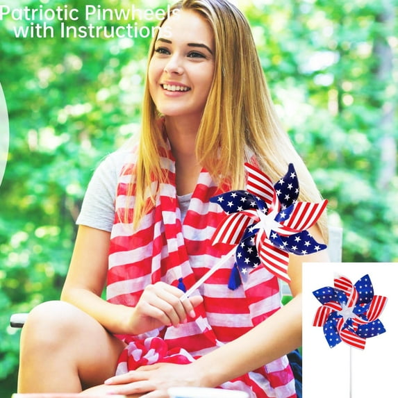 EcoVerve 1PC Patriotic Pinwheels Red White Blue Pinwheels Flag ...