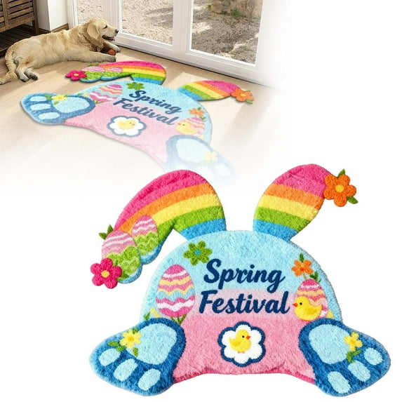 EcoVerve 2026 Easter Bunny With A Shaped Welcome Mat Absorbent Non And ...