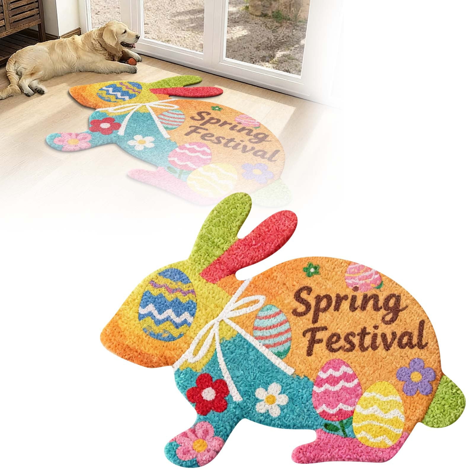 EcoVerve 2026 Easter Bunny Shaped Welcome Mat Absorbent Non Slip And ...