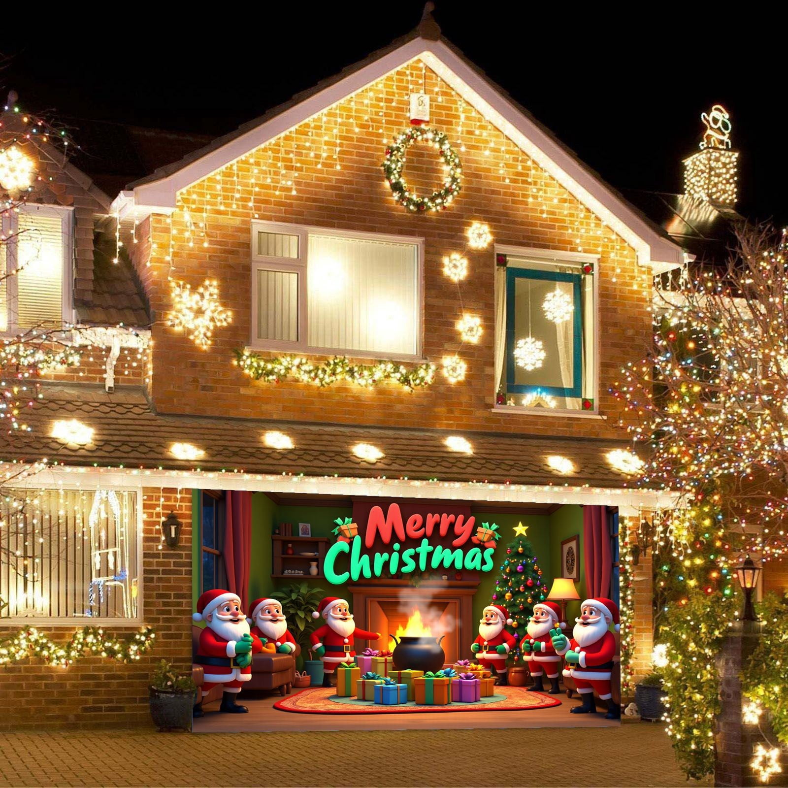 EcoVerve 480*210cm Christmas Outdoor Garage Door Banner Large Christmas ...