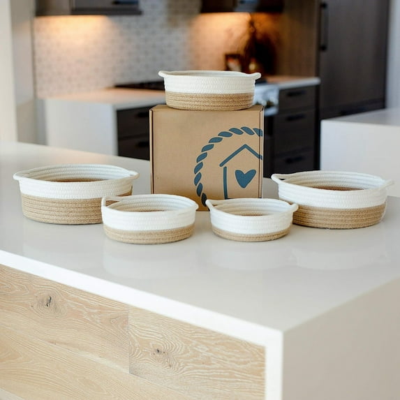 EcoVerve 5 Piece Round Small Woven Set – Cotton Rope For Organizing ...