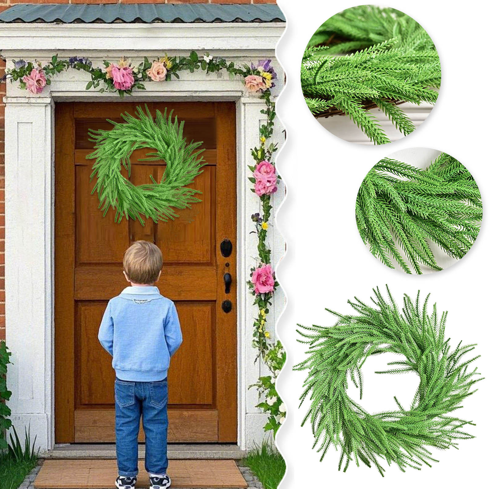 EcoVerve 50cm Wreath For Front Door Real Wreath Green Wreath Greenery ...