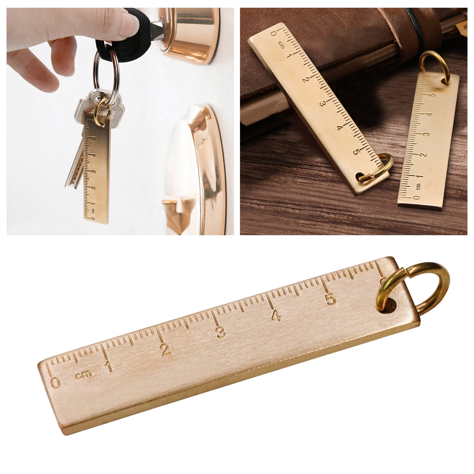 EcoVerve 6cm Small Copper Ruler Keychain Measuring Tool Festival ...