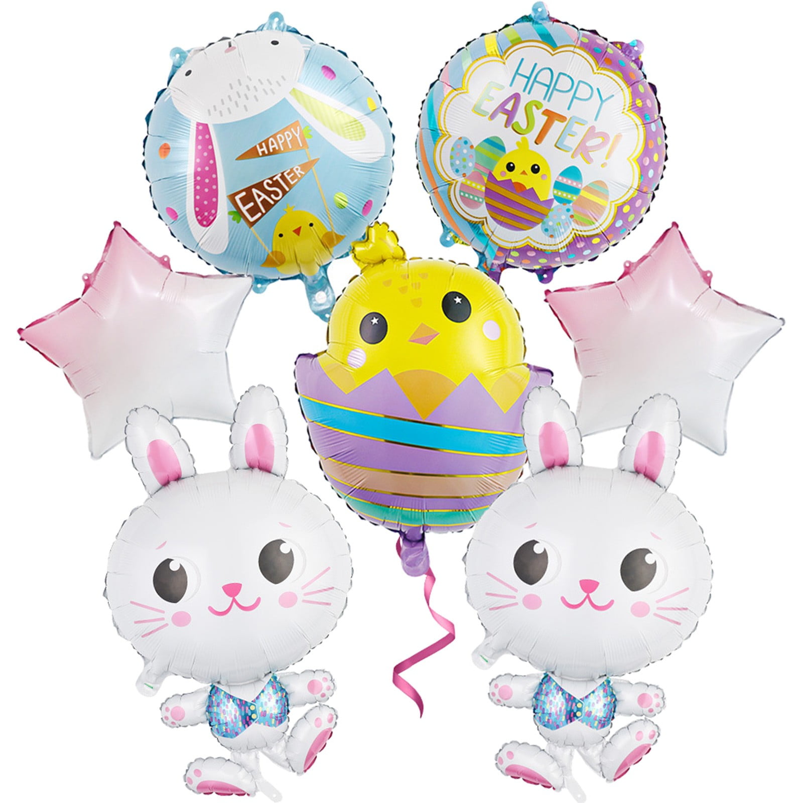 EcoVerve 7 Pcs Easter Balloons Large Bunny Chicken Egg Shaped Mylar ...