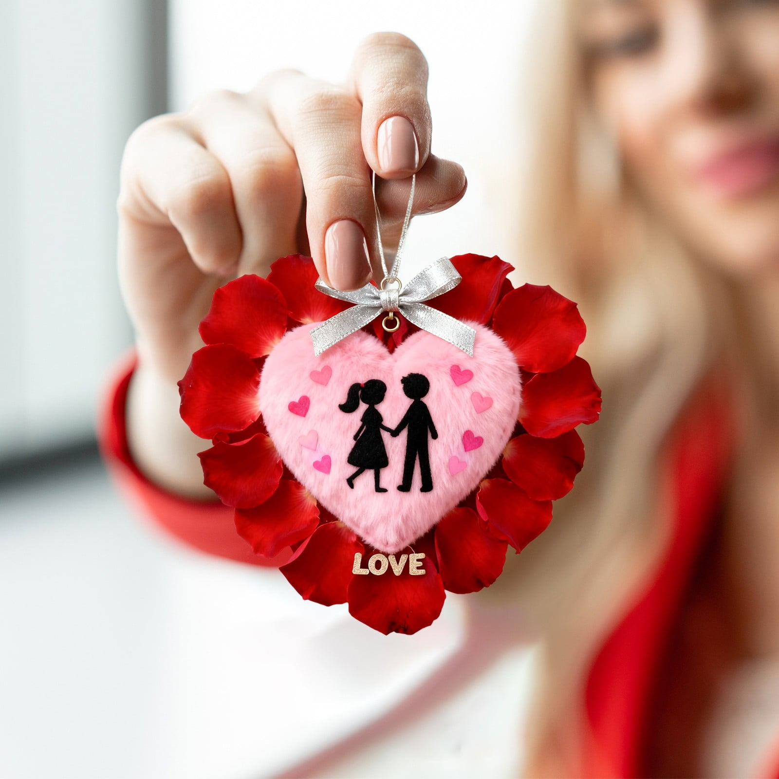 EcoVerve 8CM Acrylic Heart Shaped Pendant Couple Cartoon Character ...