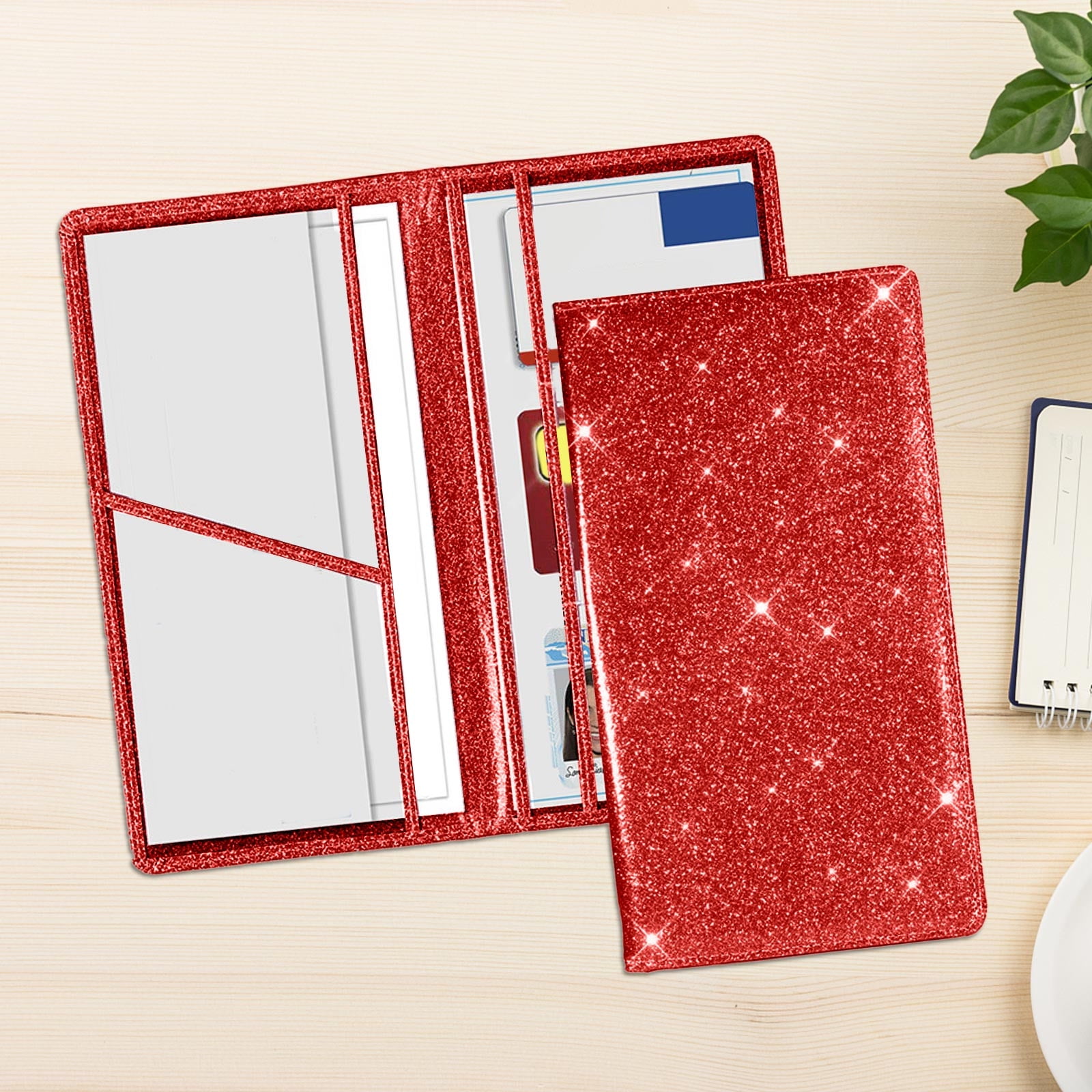 EcoVerve Car Registration And Insurance Holder Glitter PU Leather Girly ...