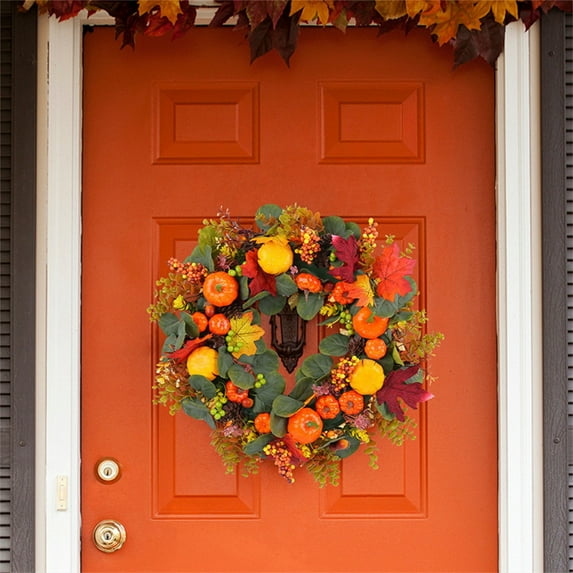 EcoVerve Fall Wreaths For Front Door Fall Wreath Pumpkin Wreath With ...