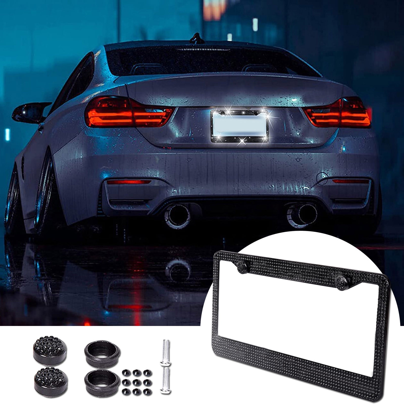 EcoVerve Glitter Rhinestone License Plate Frame â Classic Black Glitter ...