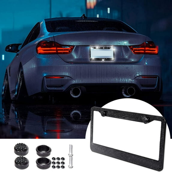 EcoVerve Glitter Rhinestone License Plate Frame â Classic Black Glitter ...