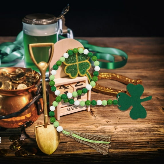 EcoVerve Irish Festival Wooden Bead String Tassel Pendant Decoration St ...