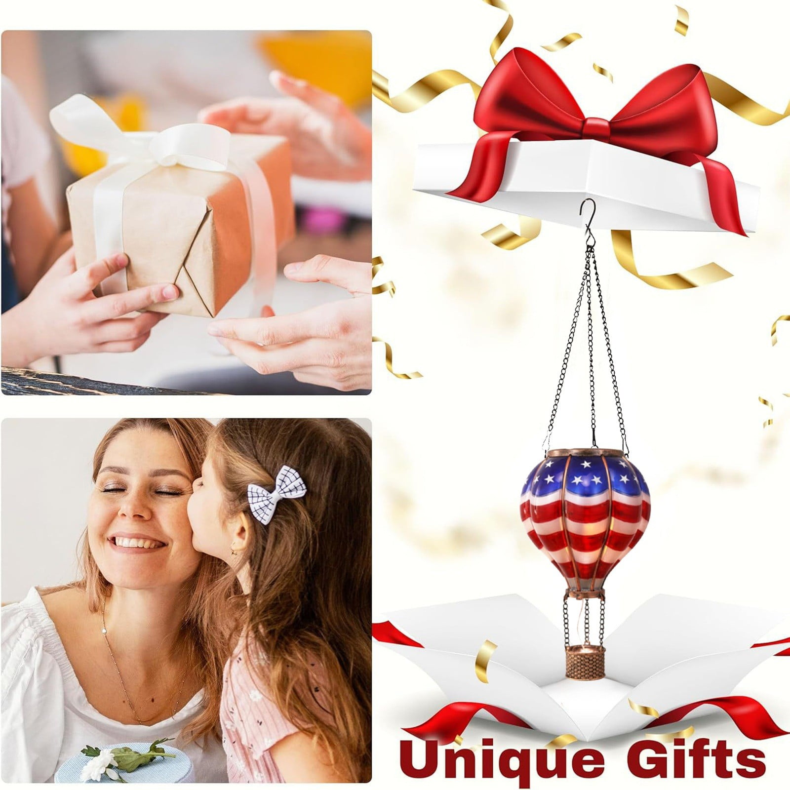 EcoVerve Memorial Day Hot Air Balloon Garden Decoration Solar Hanging ...