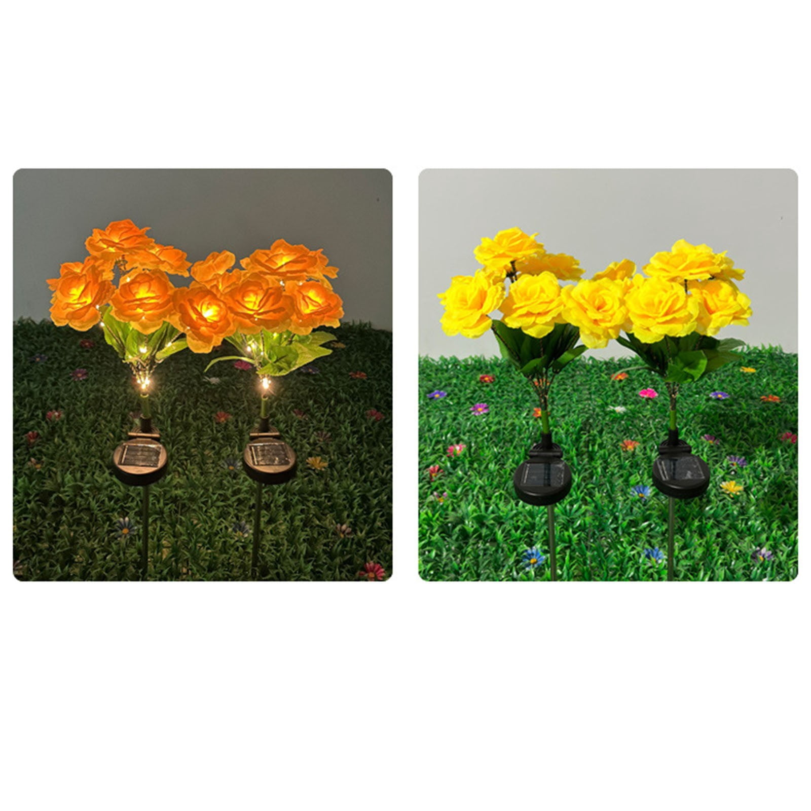 EcoVerve New 7 Solar Rose Lights Outdoor Garden Decoration Inserted ...