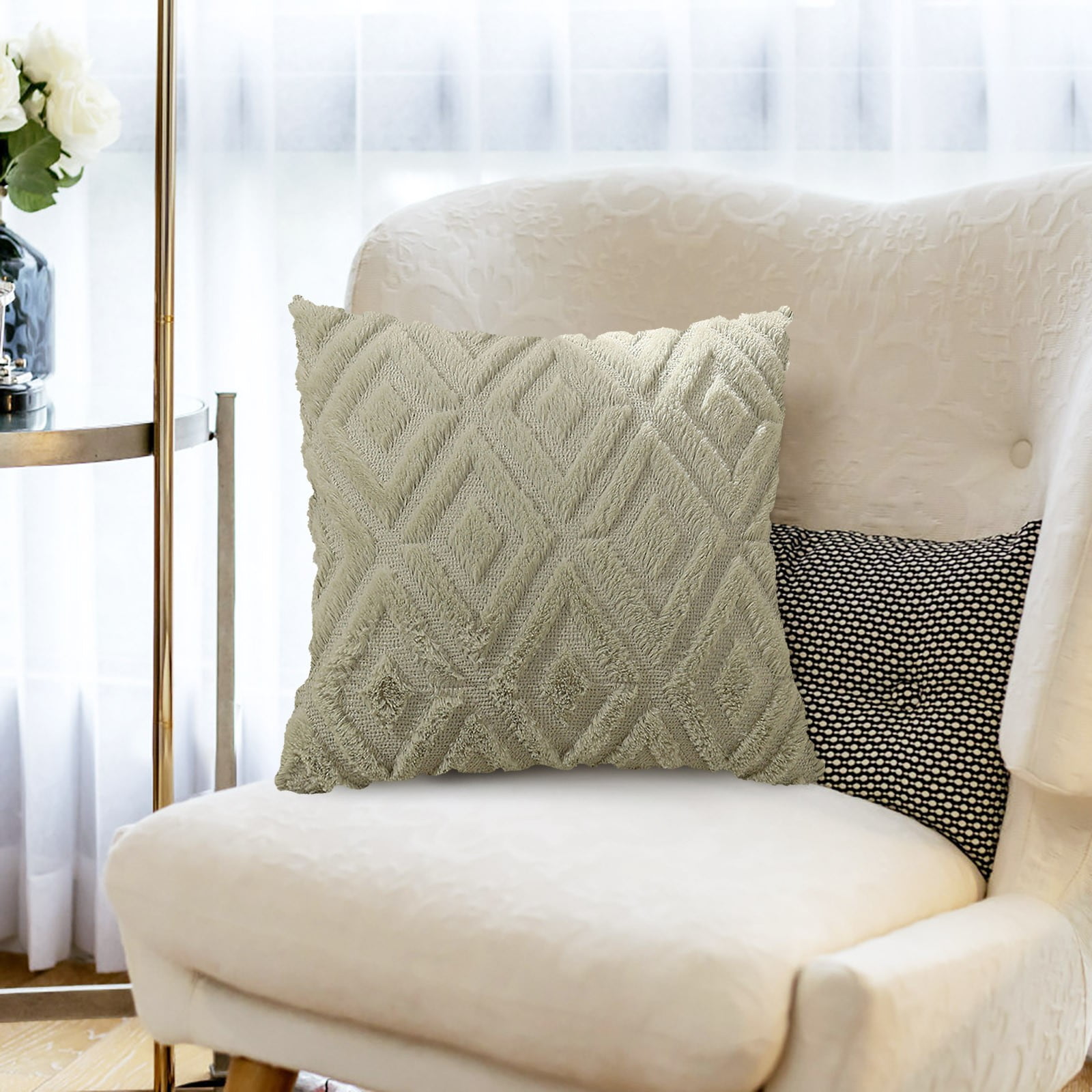 EcoVerve Pallene Soft Synthetic Throw Pillow Covers. Short Wool Velvet ...