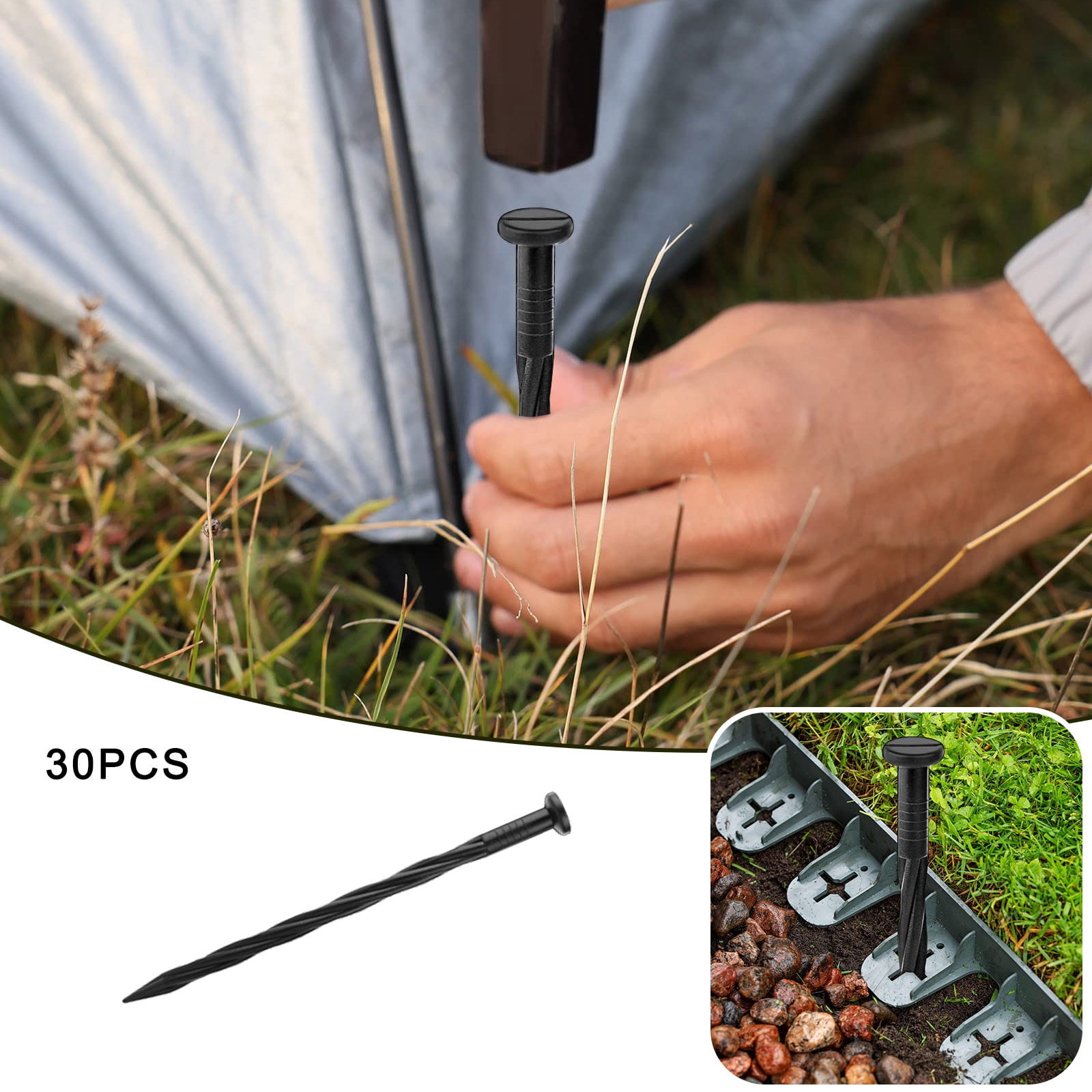 EcoVerve Plastic Edging Stake 30PCS Spiral Plastic Anchoring Garden ...