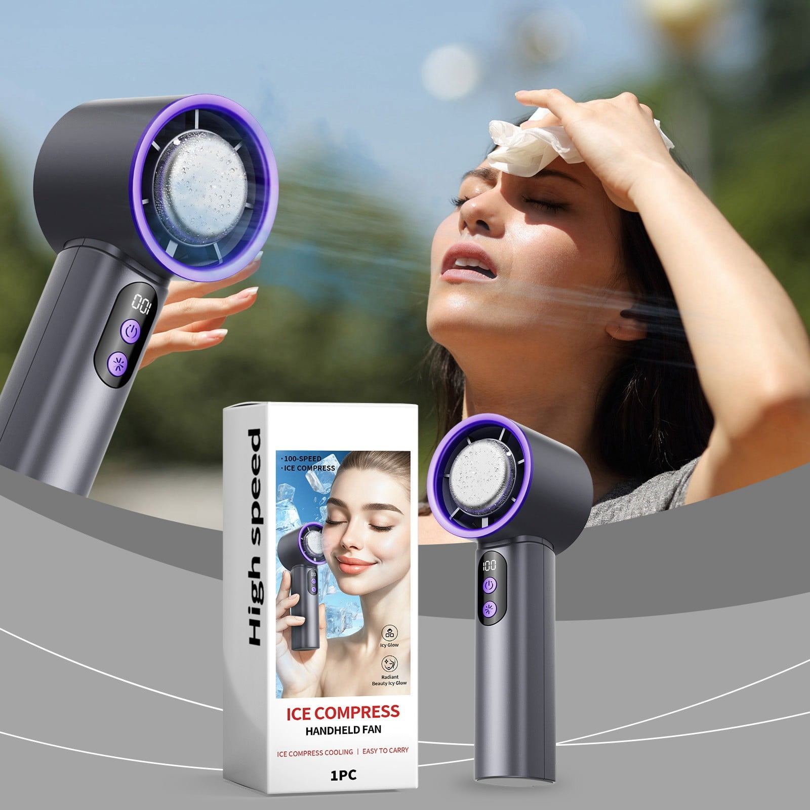 EcoVerve Semiconductor Fan Portable Handheld Mini Desk Fan With Ice ...