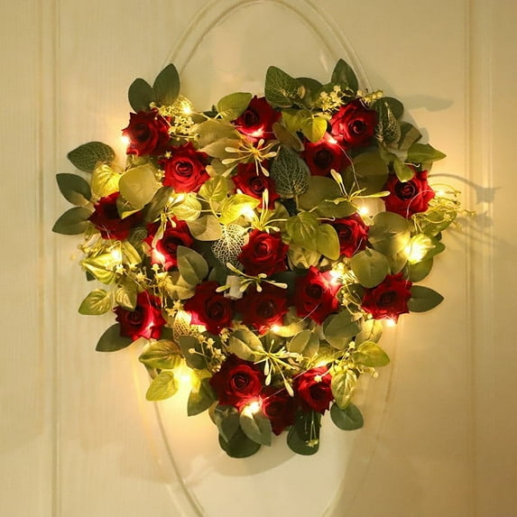 EcoVerve Spring Rose Wreath Heart Shaped Leaf Wall Hanging Wedding ...