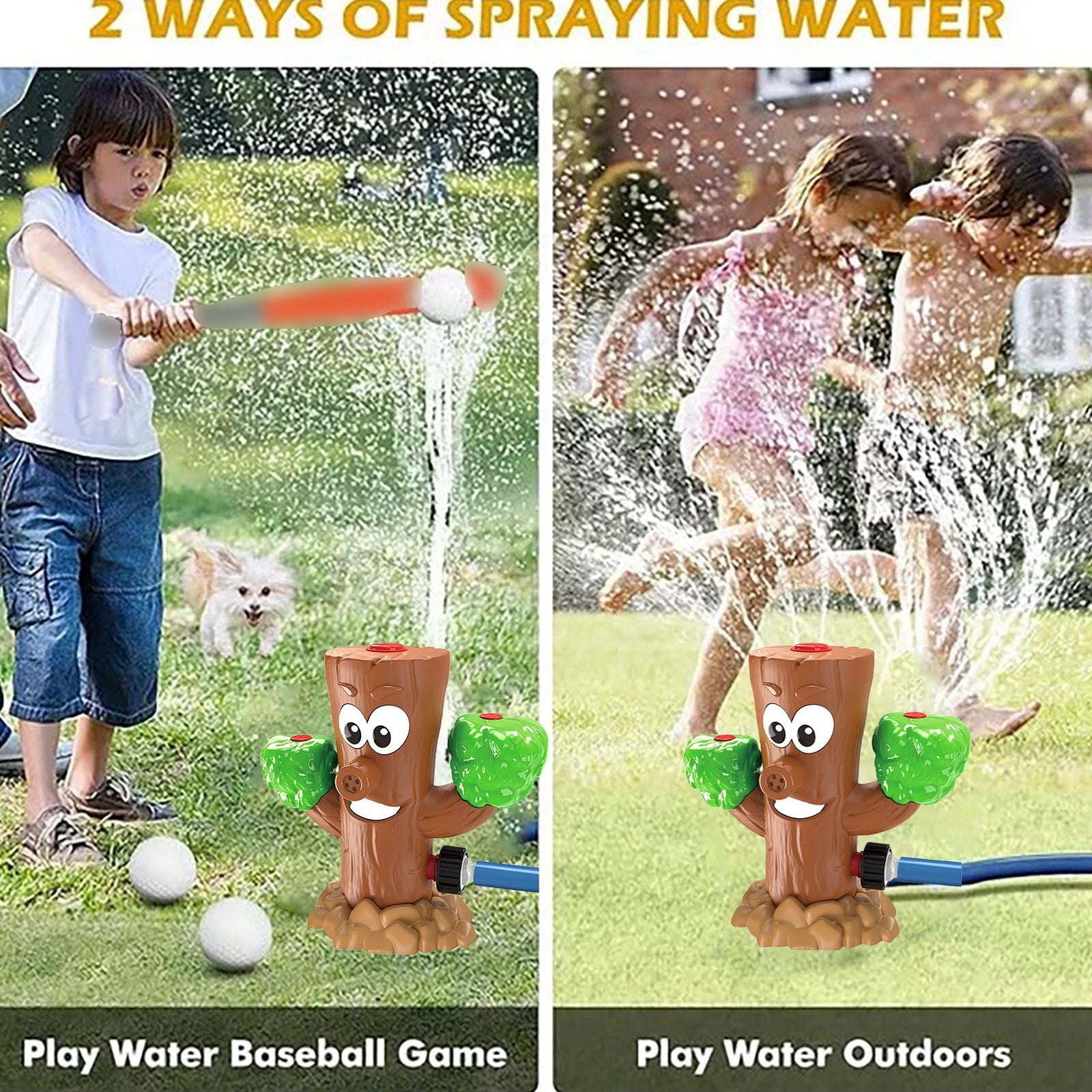 EcoVerve Tree Stump Tree Sprinkler Water Play Toy Baseball Outdoor ...