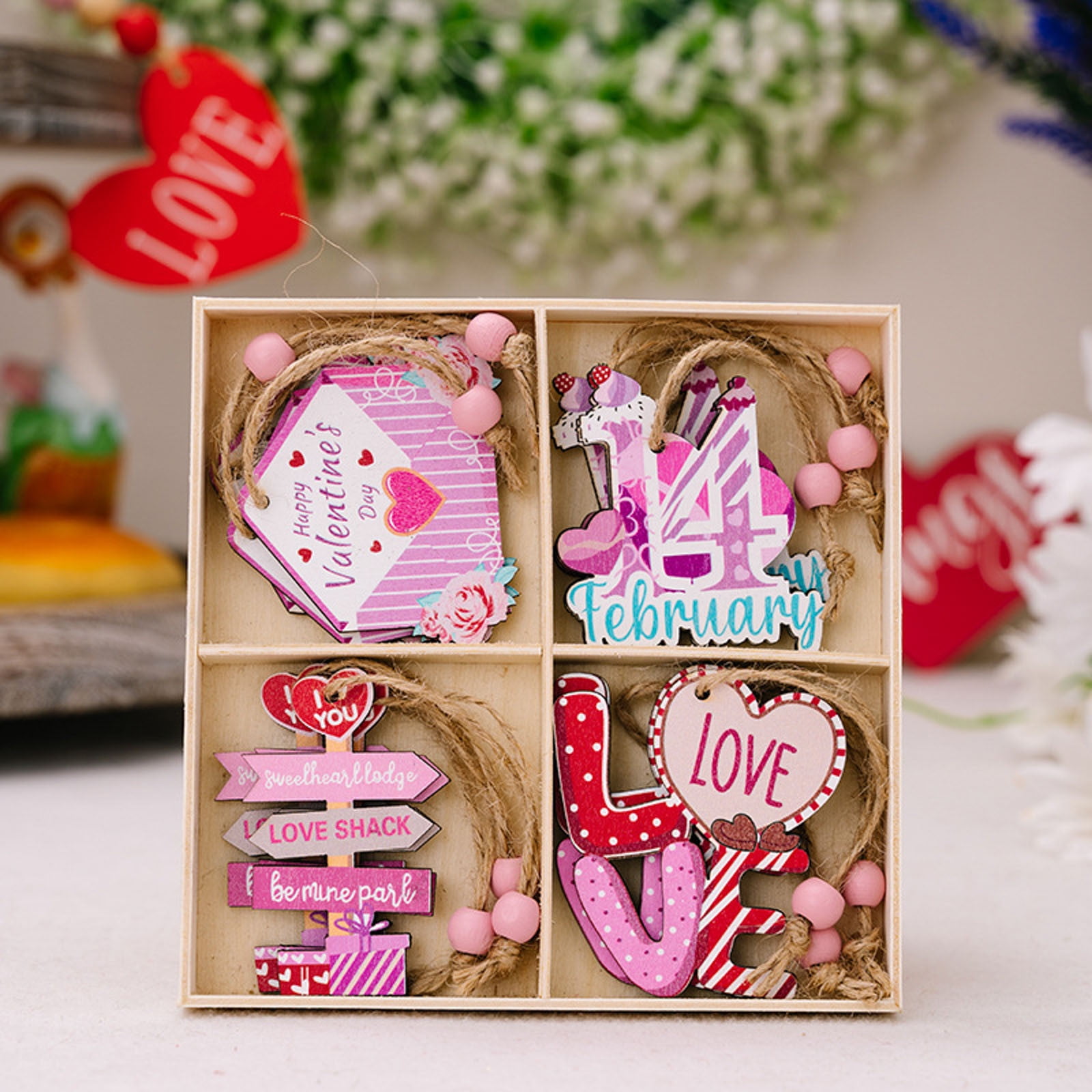 EcoVerve Valentine's Day Hanging Decorations Wooden Hanging Home ...