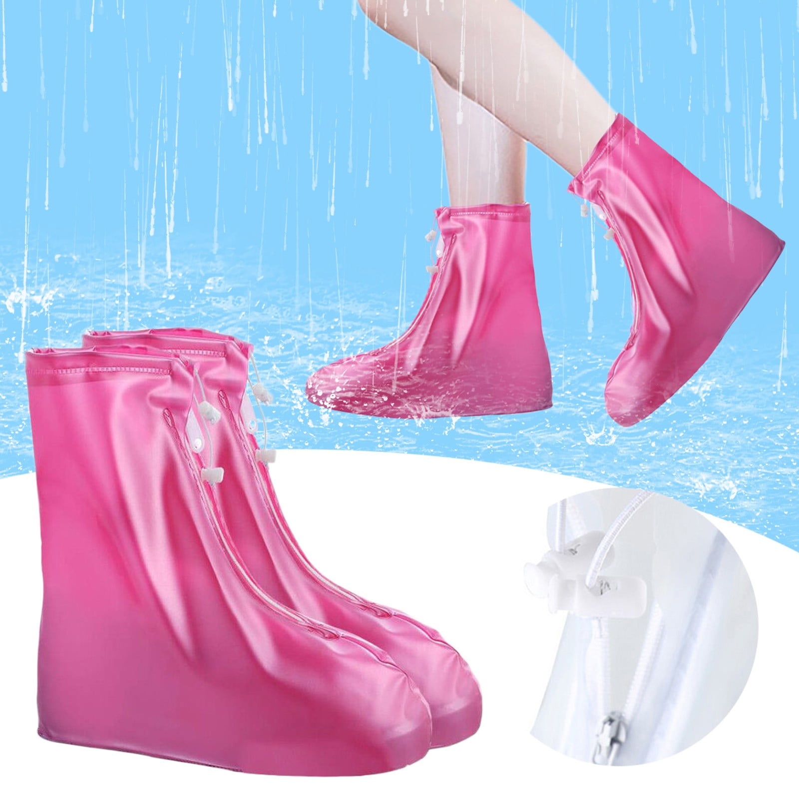 EcoVerve Water Proof Shoes Boot Cover Zipper Rain Shoe Covers High Top ...