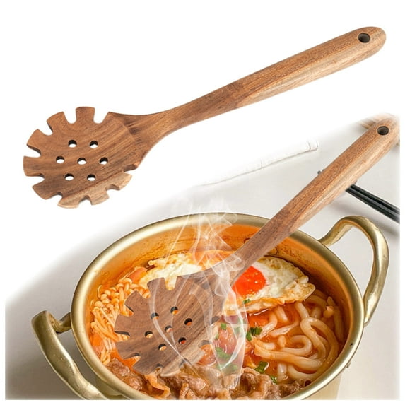 EcoVerve Wooden Pasta Spoon Spaghetti Fork Long Hand Pasta Serving ...