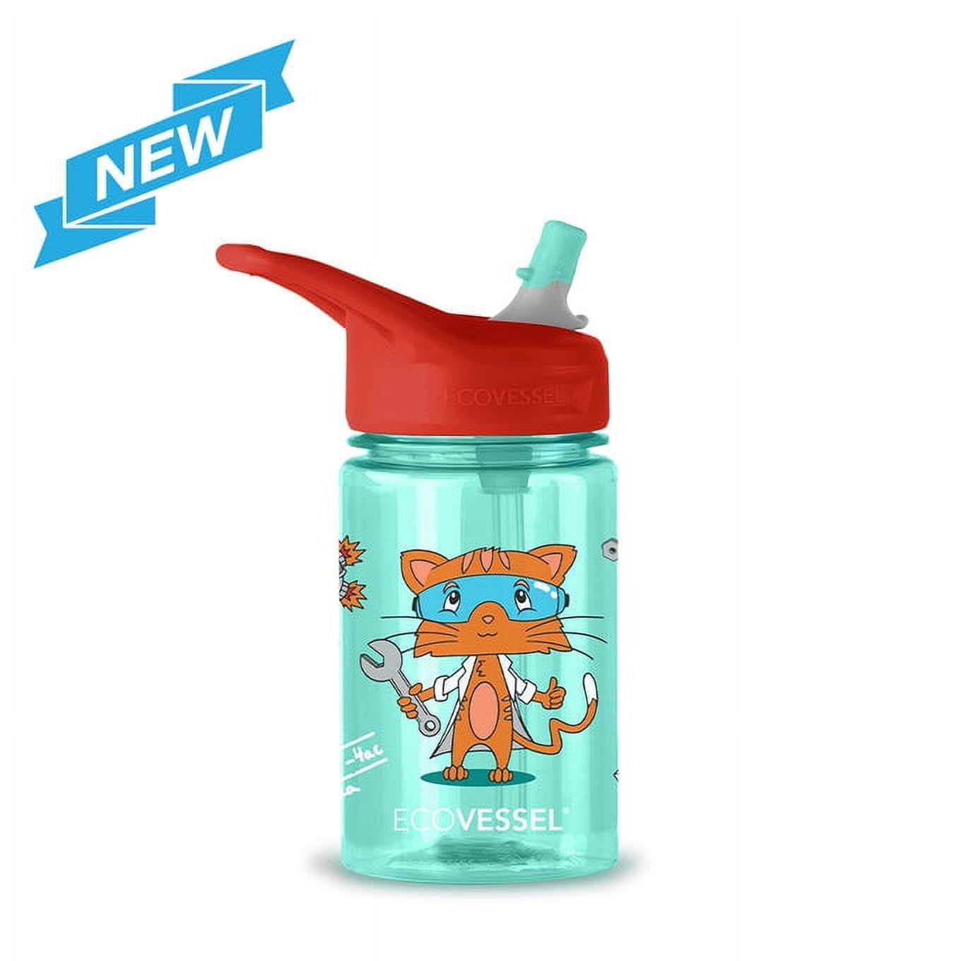 EcoVessel SPLASH Tritan Plastic Kids Water Bottle with Flip Straw, Leak ...