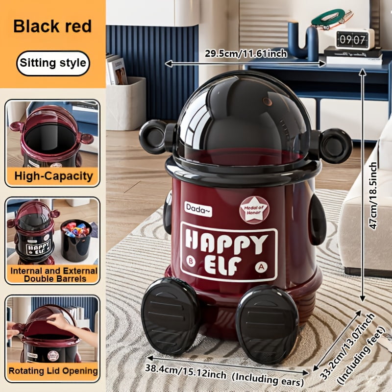 Ecoboom Large Capacity Flip Top Trash Can with Dual Compartments, Cute ...