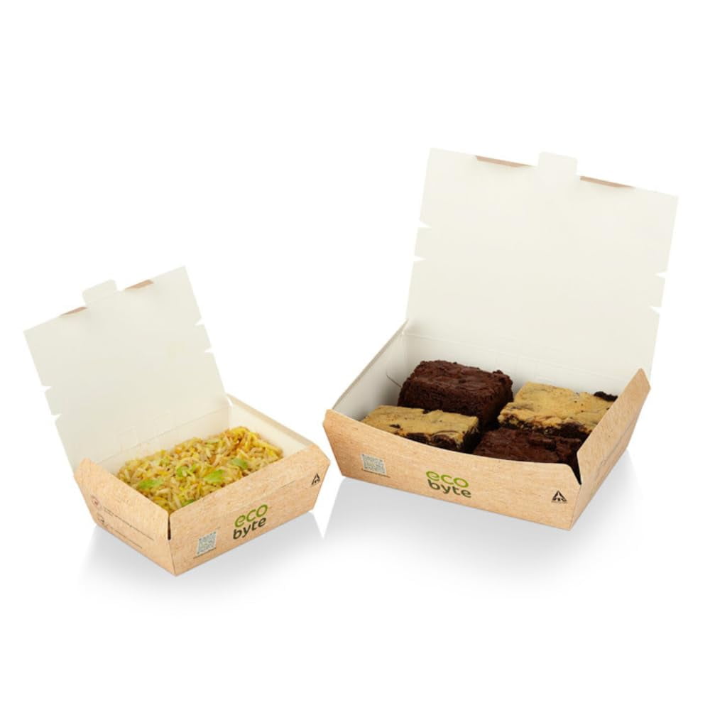 Ecobyte ITC Clamshell Lunch Box 750 ml Pack of 25 Disposable GermFree ...