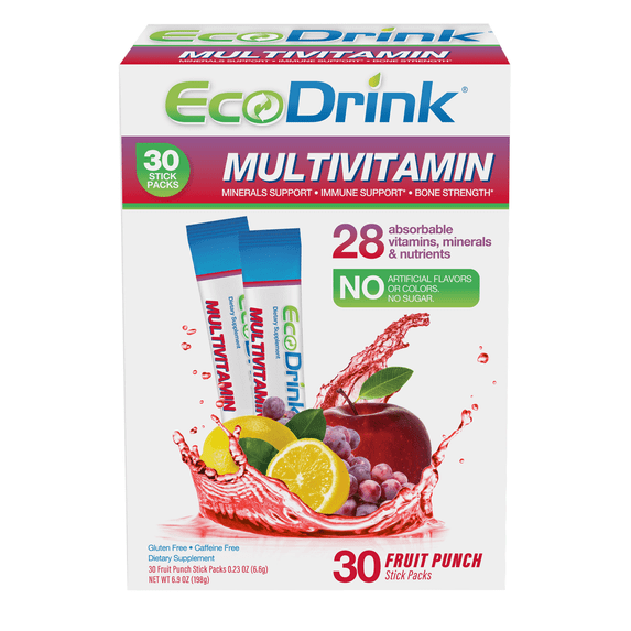 Eco Drink Complete Multivitamin Drink Mix, Fruit Punch, 30 Packets ...