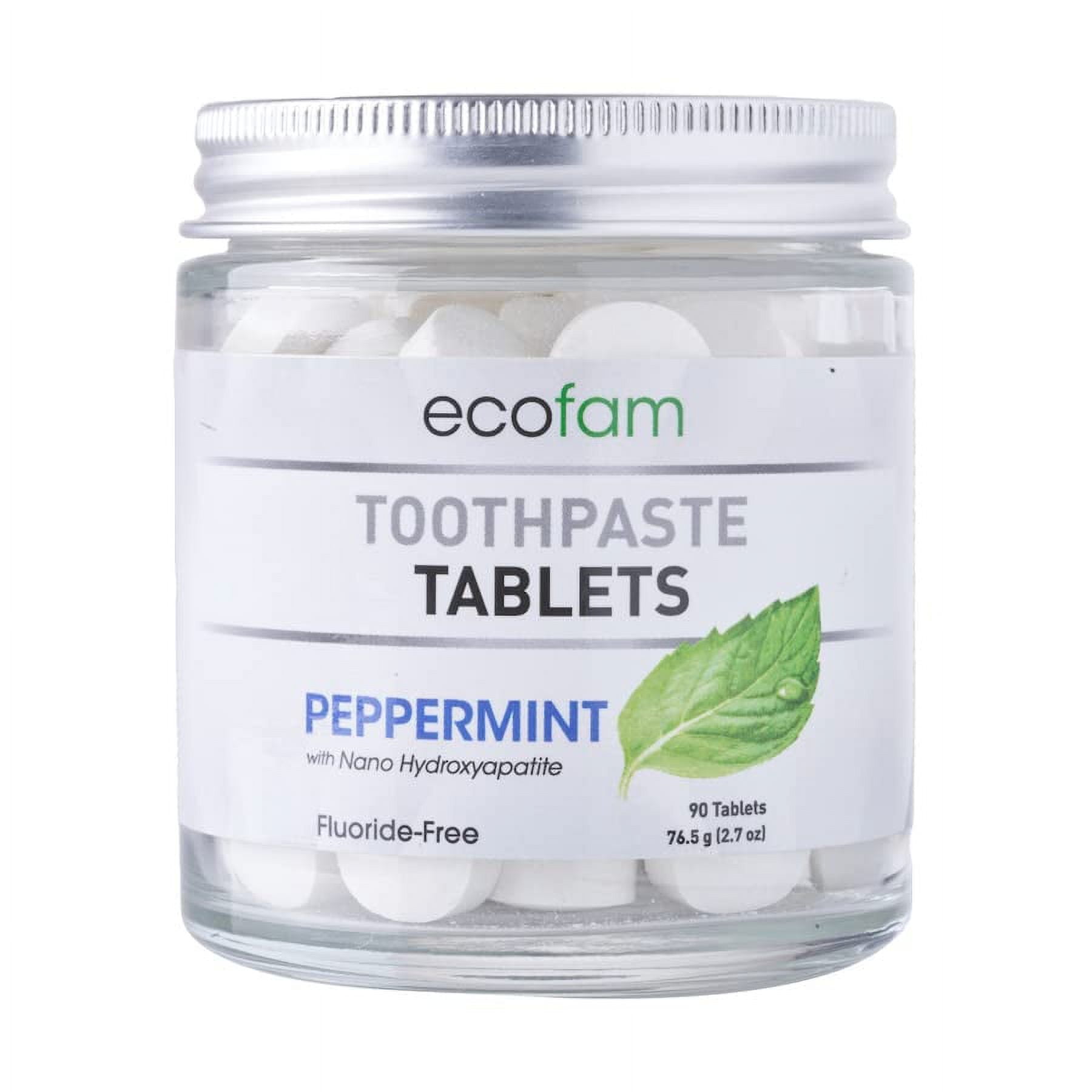 Ecofam Chewable Toothpaste Tablets - 90 Natural Peppermint Tabs - Zero ...