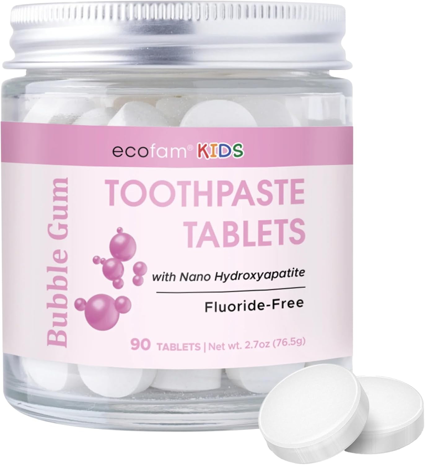 EcoFam Toothpaste Tablets – Bubblegum | Nano Hydroxyapatite Toothpaste Tablets Kids - Chewable ...
