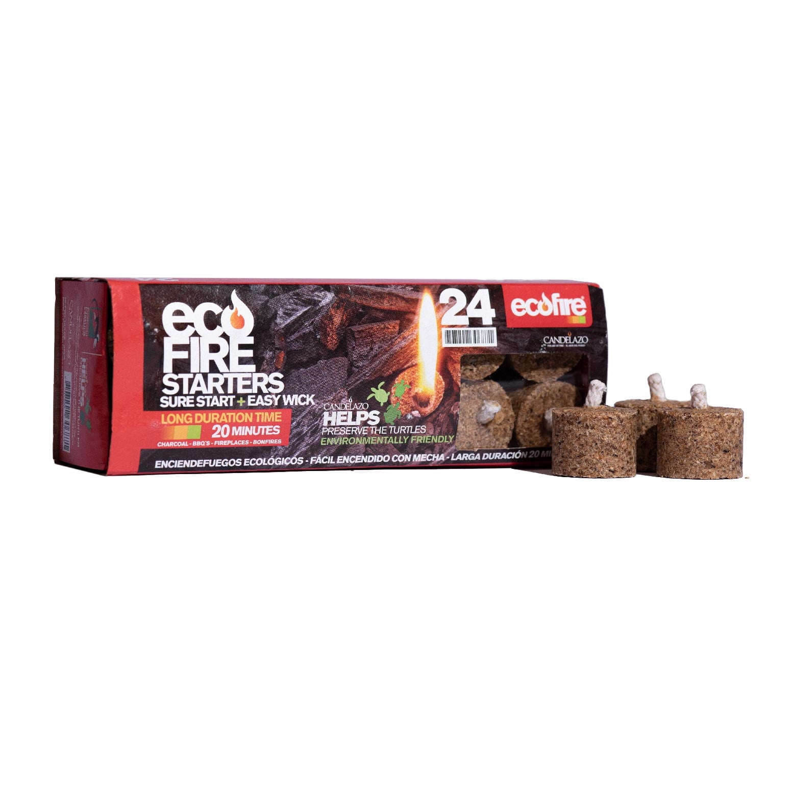 Ecofire Fire Starter Long Duration Box with 24 units, 13.04 oz ...
