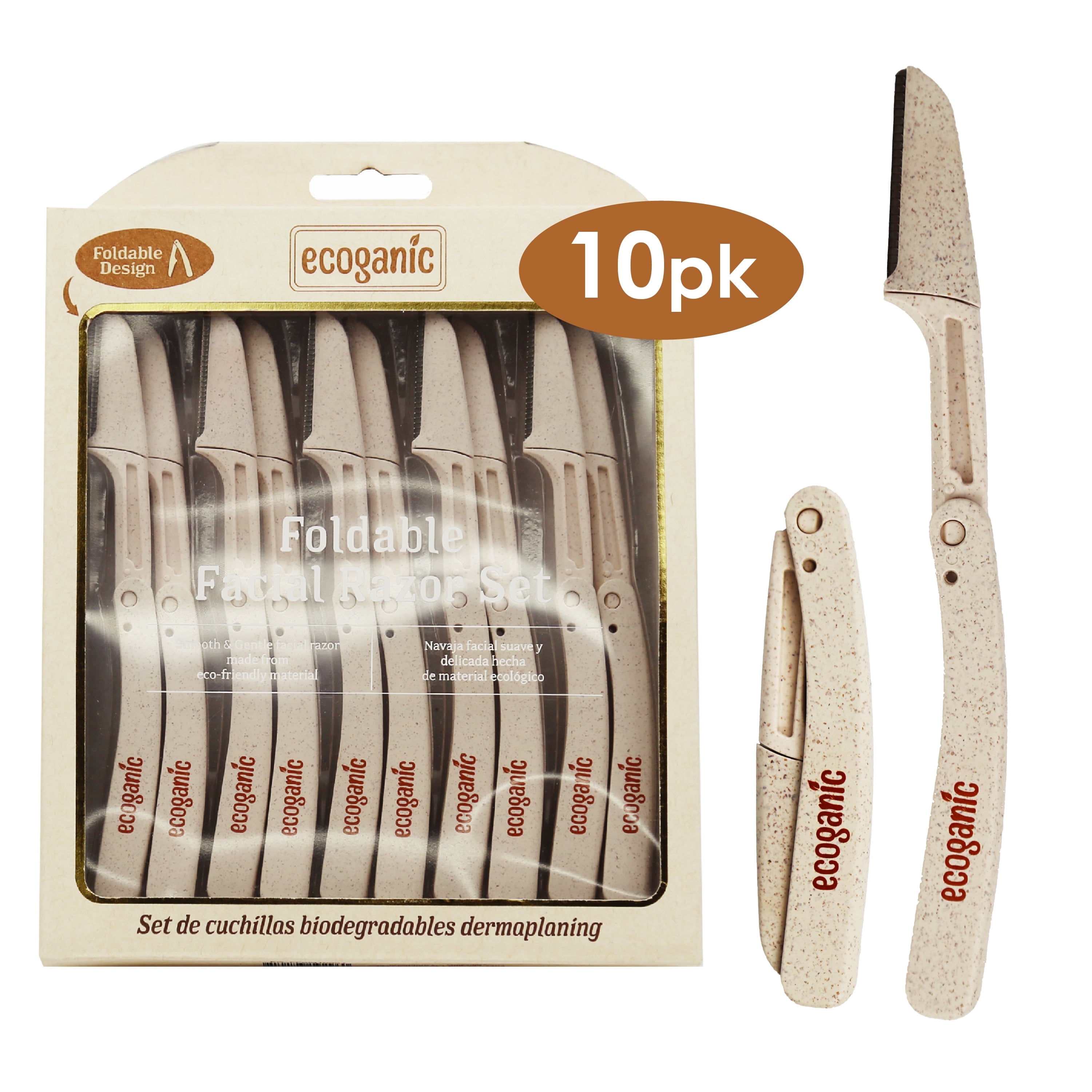 Ecoganic Foldable Facial Razor Set, 10PK Value Pack, No Cap & Safe ...